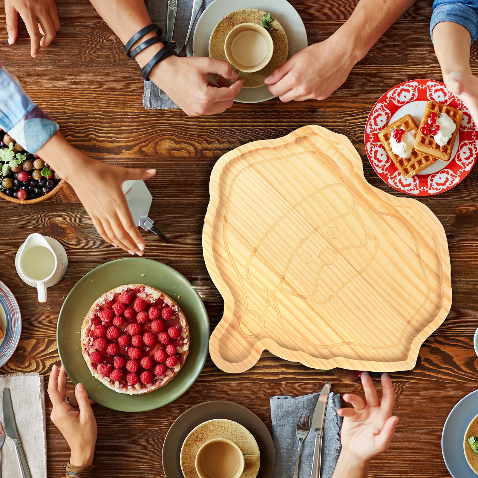 Tkifoda Wooden Charcuterie Board, Christmas Serving Tray, Santa Claus Style, Solid Wood Construction
