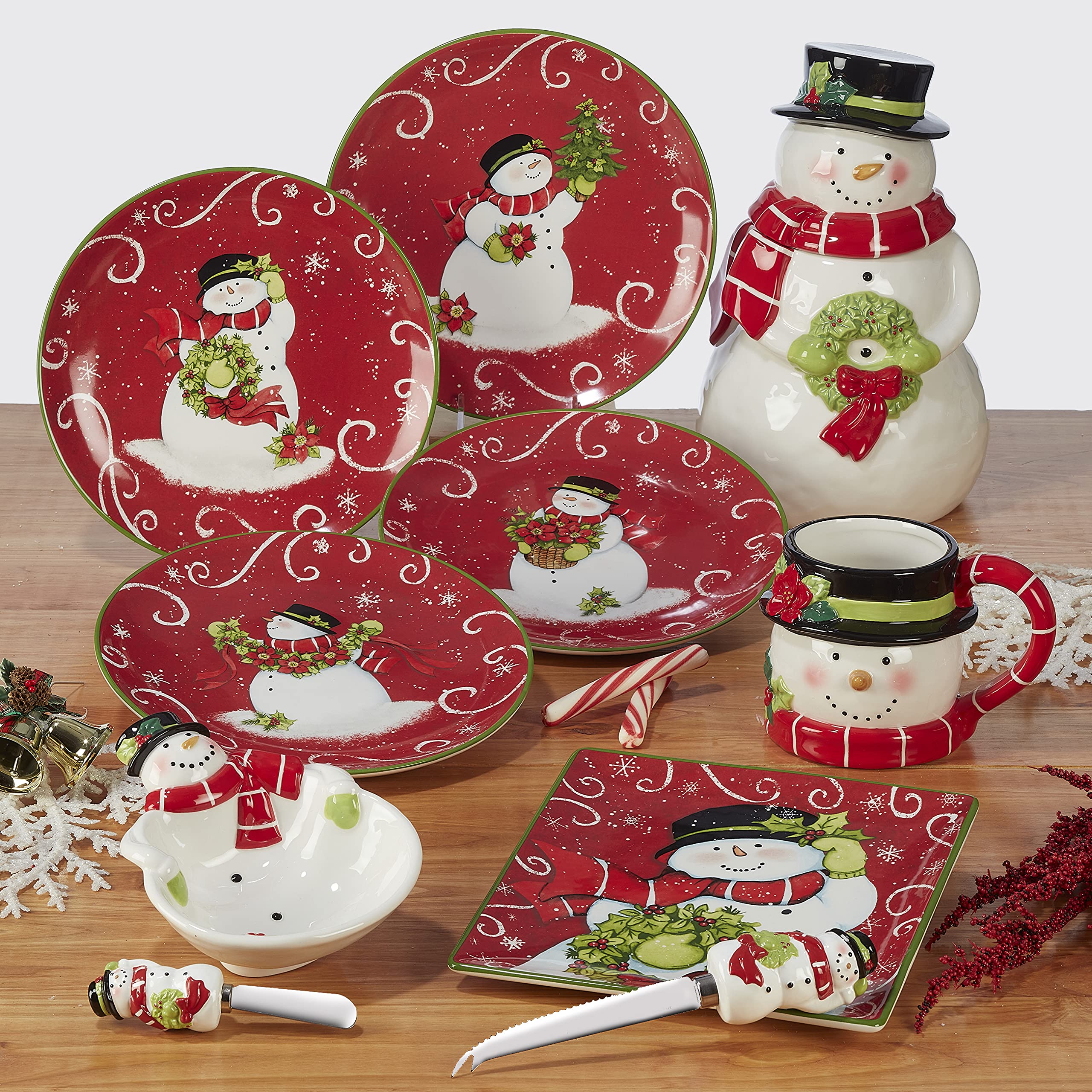 Certified International Holiday Magic Snowman 9" Dessert/Salad Plates, Set of 4, Multicolor