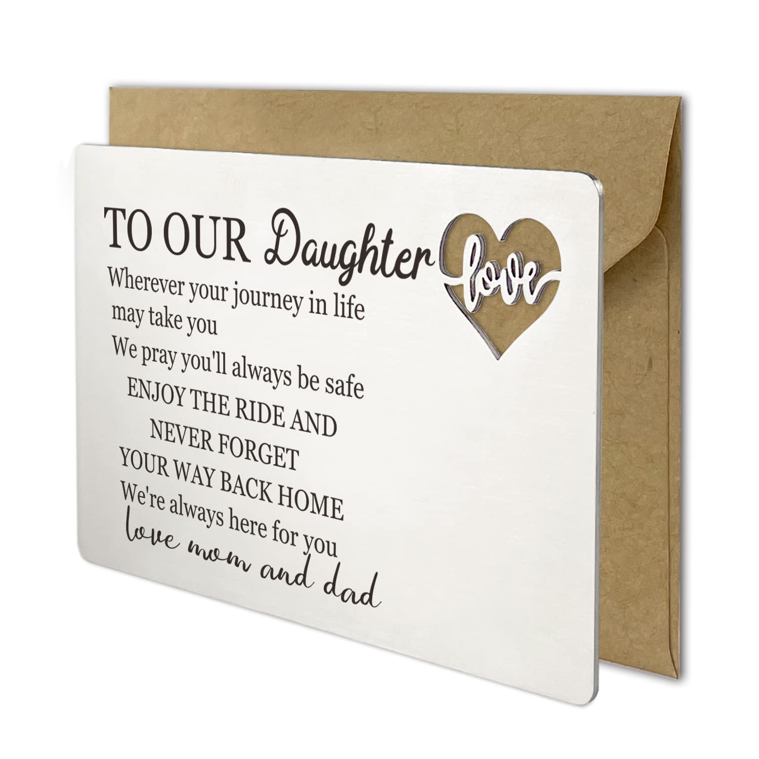 YODOCAMP To Our Daughter Wallet Card Encouragement Gifts Inspirational Graduation Gift Metal Card Christmas Birthday Card Daughter Stepdaughter Gifts from Mom Dad