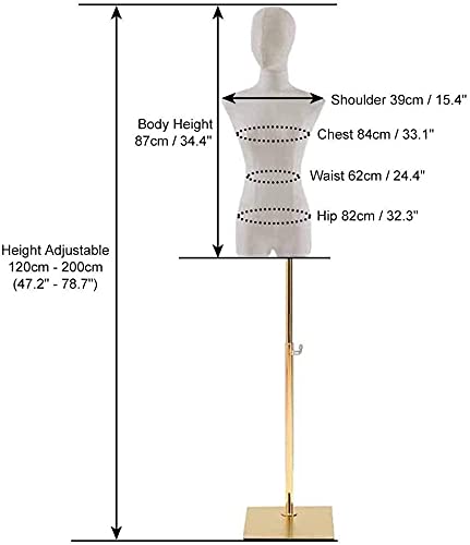 Tailors Dummy Mannequins Female Manikin Dress Form - Half Body Mannequin Torso with Matal Stand, Portable Model for Window/Counter/Tiered Display Shelf Dressform Mannequin