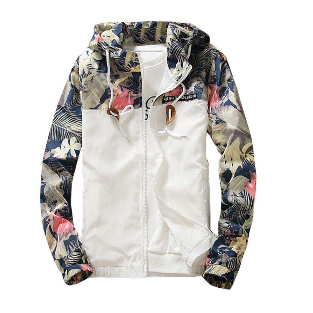 Ninasill Men Sweatshirt, ღ ღ Autumn&Winter Slim Stand Collar Jackets Fashion Sweatshirt (L, White)