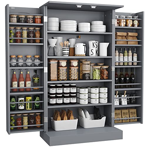 HOMEFORT 41" Kitchen Pantry Cabinet, Storage Cabinet with 6 Adjustable Shelves, Space Saving Cupboard Cabinet for Kitchen Pantry Office
