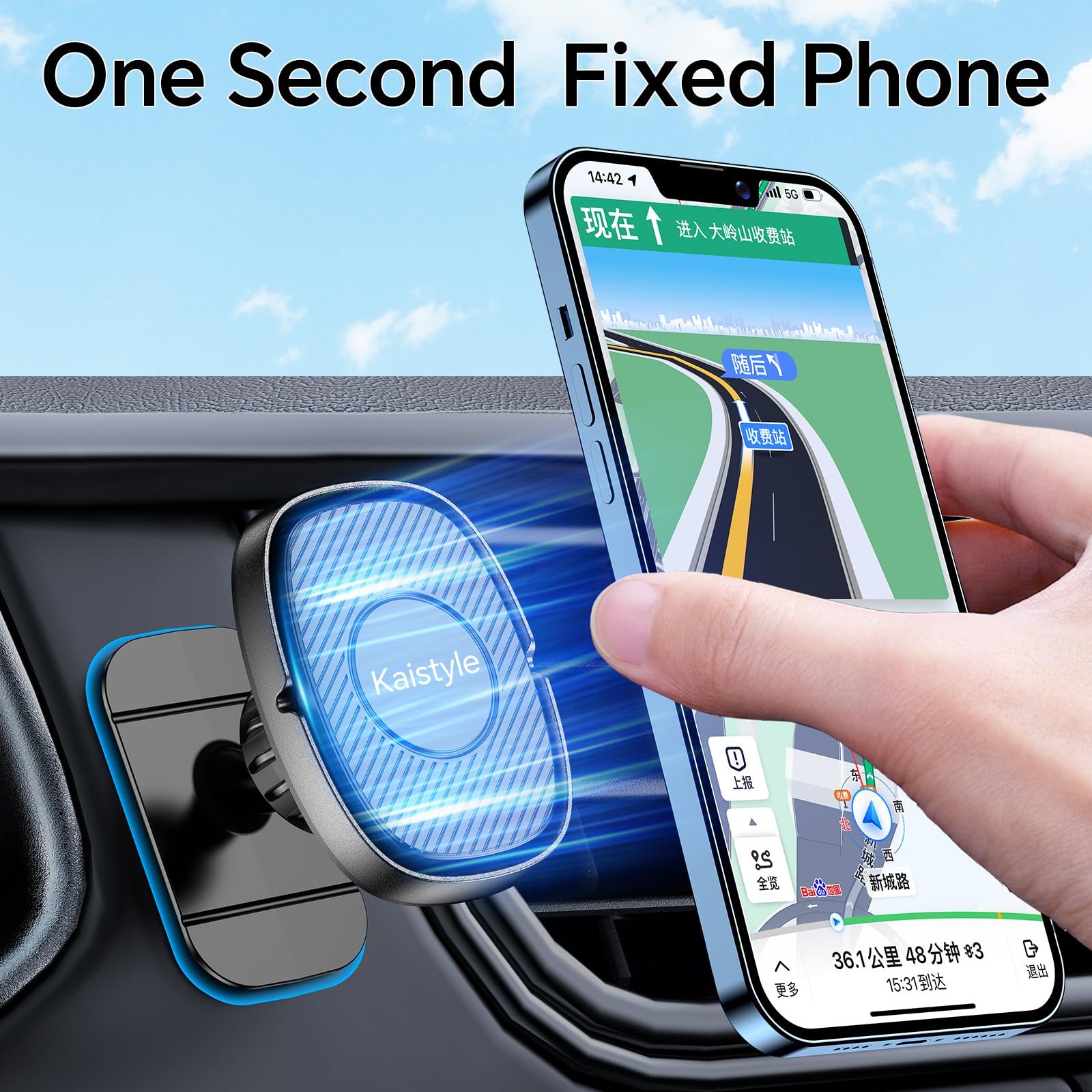 Kaistyle Magnetic Phone Holder for Car【Dash +Vent】 iPhone Magnetic car Mount for Cell Phone【Super Magnets】 Phone Holders for Your Car Magnetic Phone Mount Holder for All Smartphones & Tablet