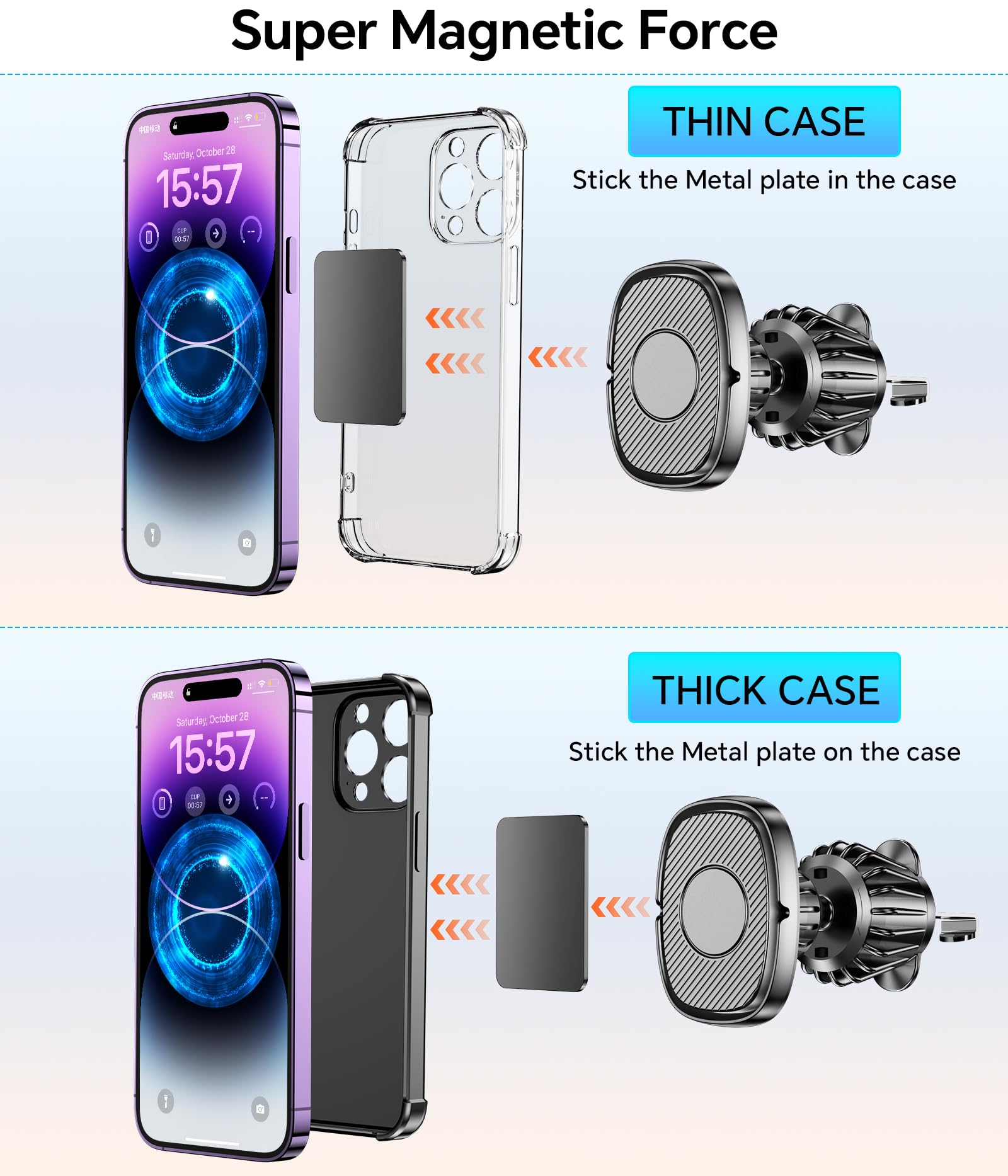Kaistyle Magnetic Phone Holder for Car【Dash +Vent】 iPhone Magnetic car Mount for Cell Phone【Super Magnets】 Phone Holders for Your Car Magnetic Phone Mount Holder for All Smartphones & Tablet