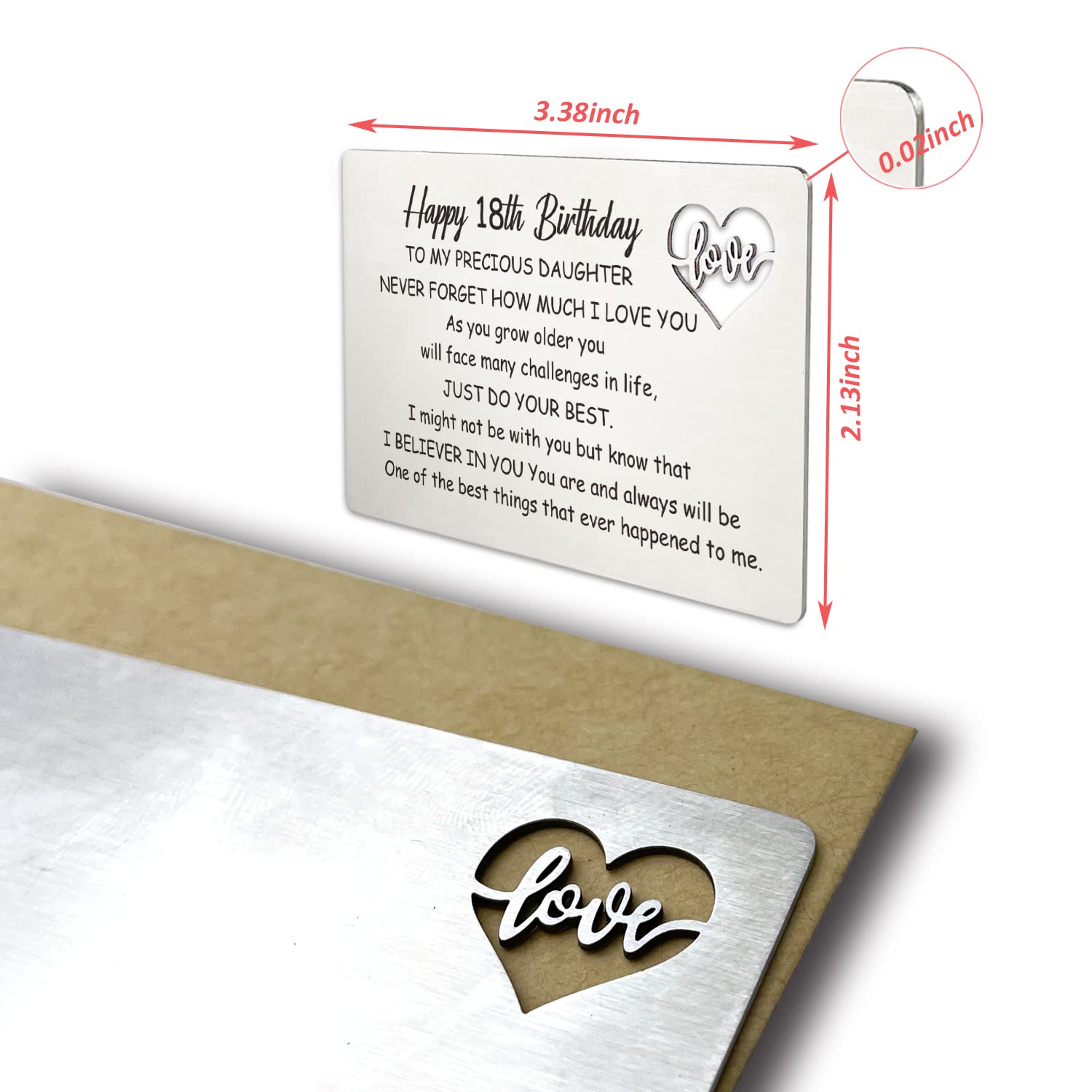 YODOCAMP 18th Birthday Card for Mom from Daughter - Engraved Wallet Card, Just Do Your Best