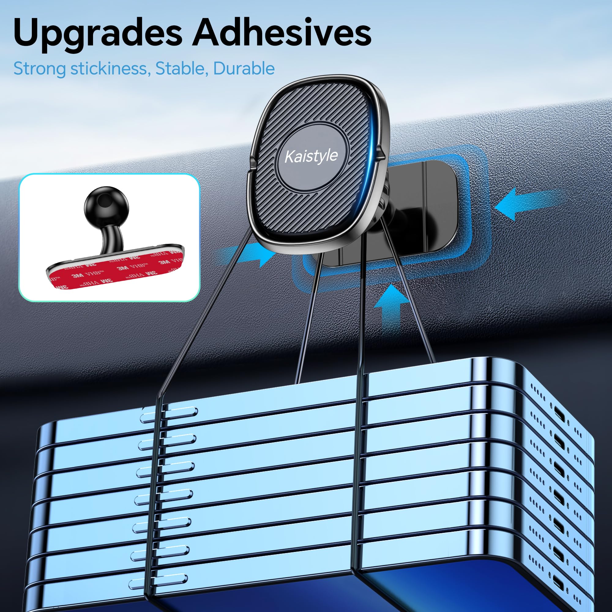 Kaistyle Magnetic Phone Holder for Car【Dash +Vent】 iPhone Magnetic car Mount for Cell Phone【Super Magnets】 Phone Holders for Your Car Magnetic Phone Mount Holder for All Smartphones & Tablet