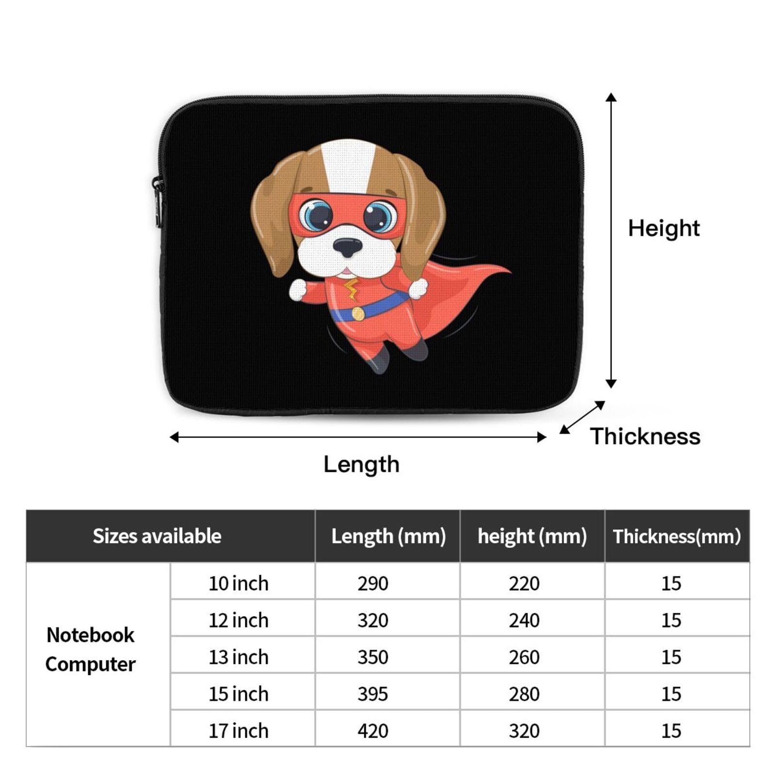 Superhero Little Dog for Kids 13 inch Portable Laptop Sleeve Compatible with MacBook Air Notebook Computer Case for Men Women College School Students