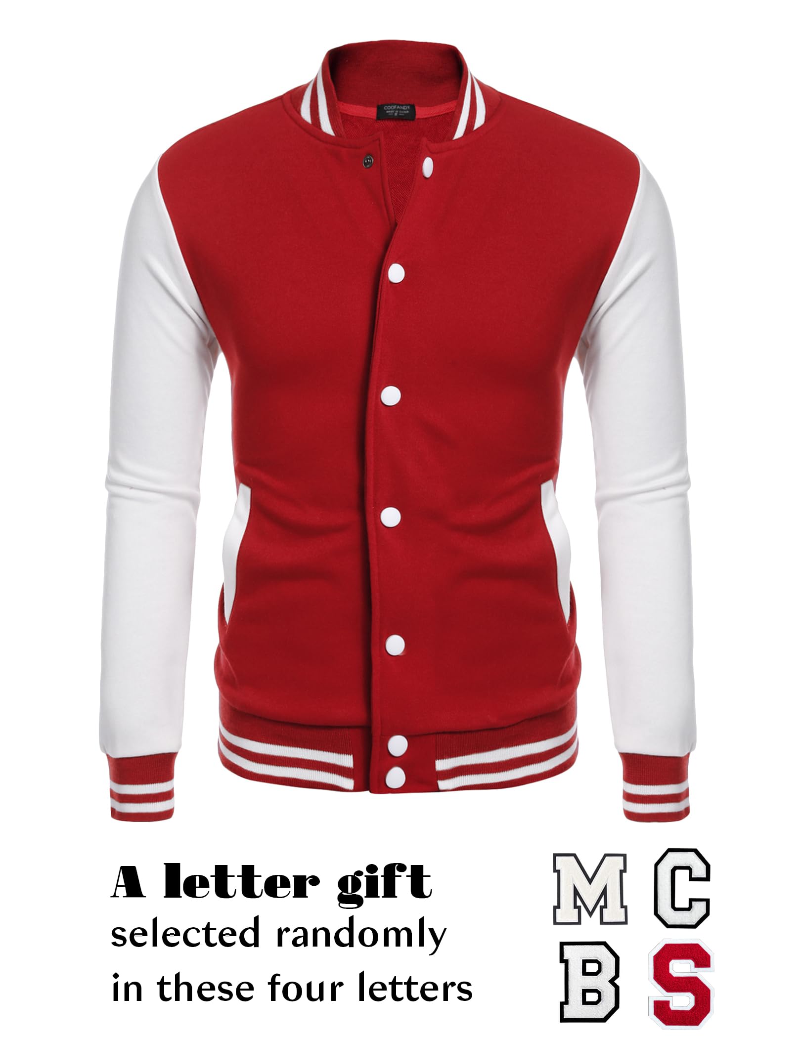 COOFANDY Men's College Varsity Jacket Lightweight Baseball Jackets Football Letterman Jacket