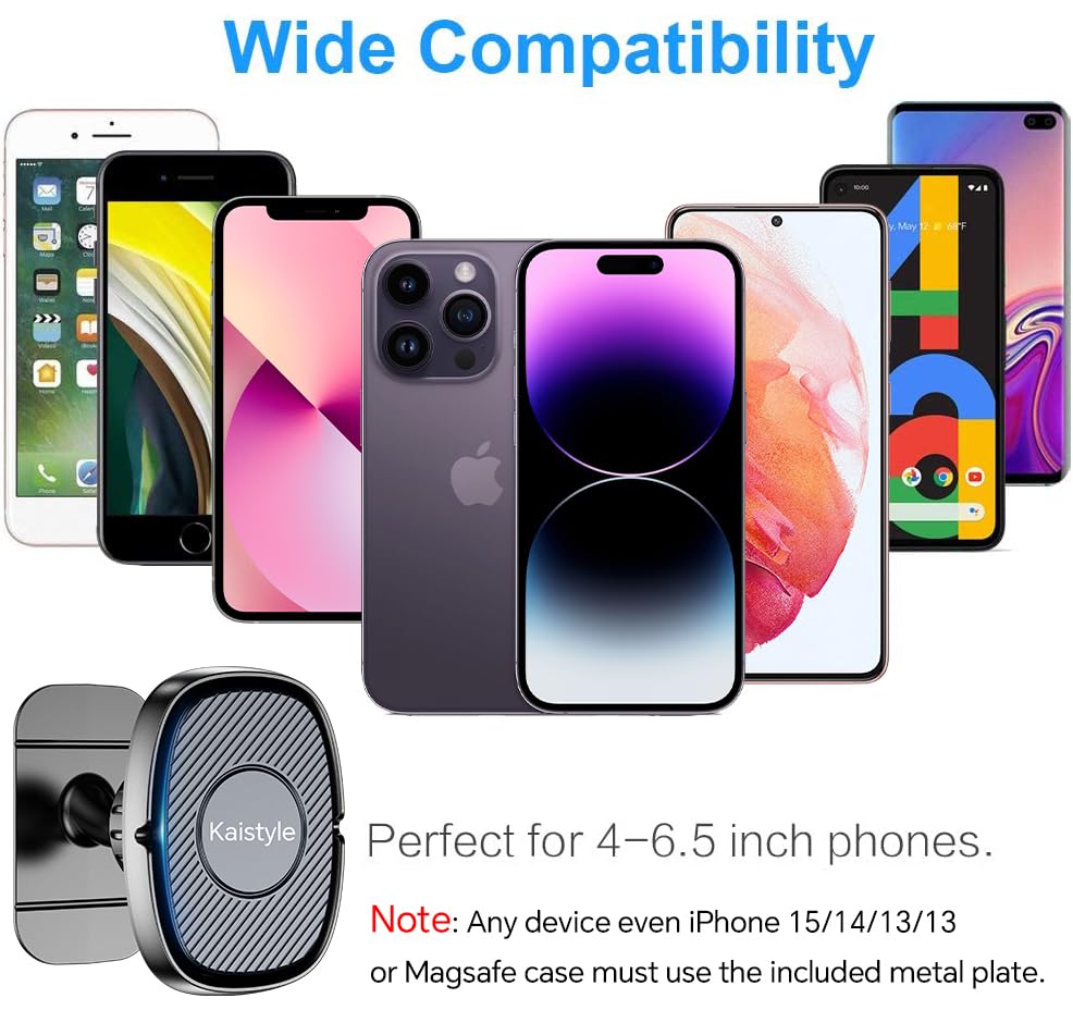 Kaistyle Magnetic Phone Holder for Car【Dash +Vent】 iPhone Magnetic car Mount for Cell Phone【Super Magnets】 Phone Holders for Your Car Magnetic Phone Mount Holder for All Smartphones & Tablet
