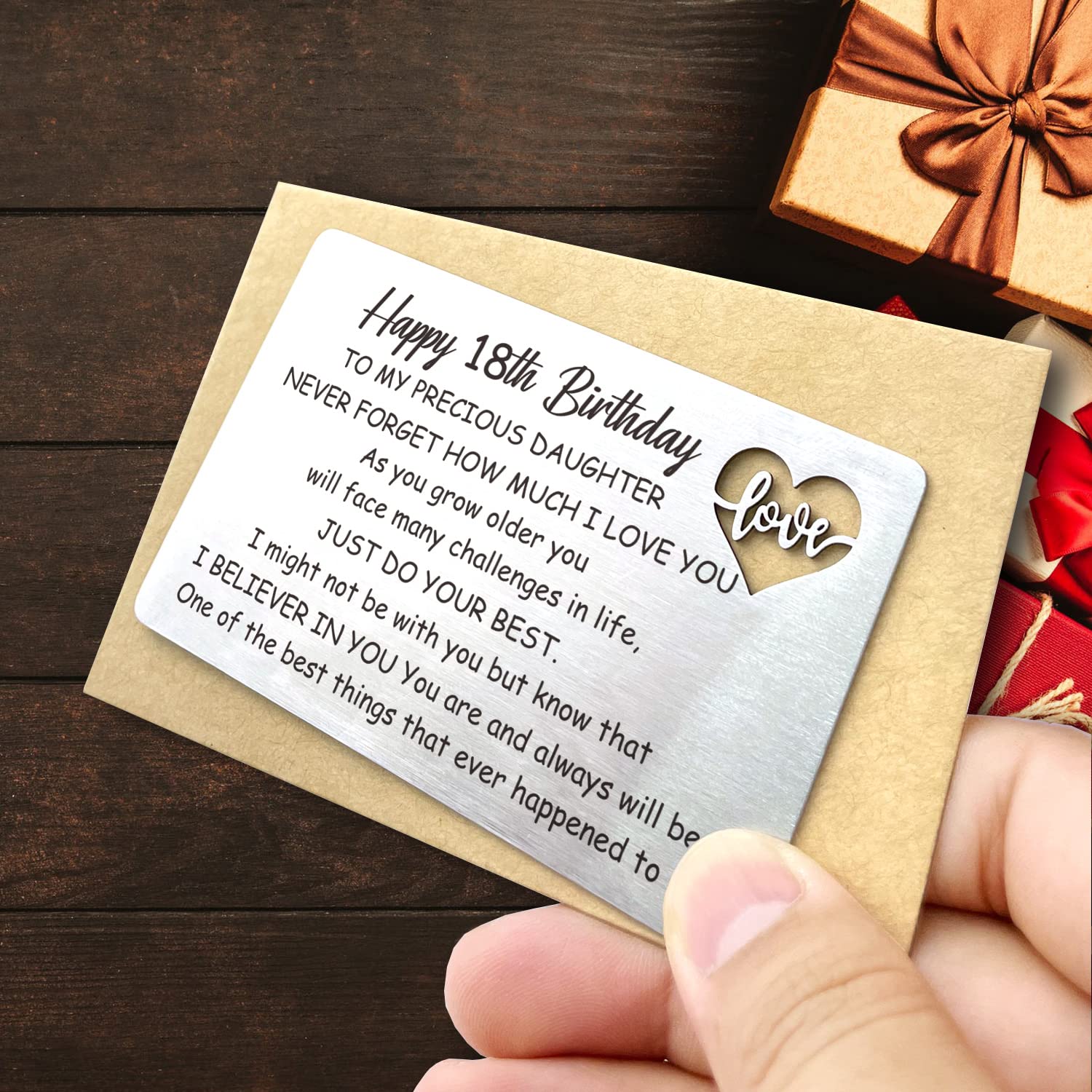 YODOCAMP 18th Birthday Card for Mom from Daughter - Engraved Wallet Card, Just Do Your Best