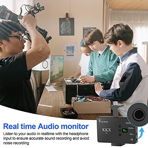KKX UHF Wireless Lavalier Microphone System Professional Dual Transmitters Wireless Lapel Mic System Compatible with iPhone, DSLR Camera, Camcorder, Conference, Interview & YouTube