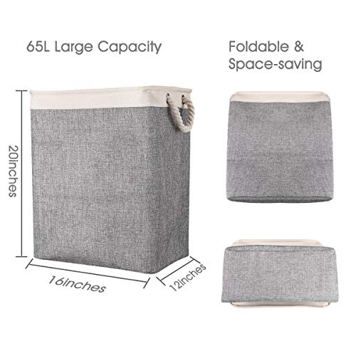 DYD Laundry Basket with Handles & Brackets Large Hamper for Kid Girl Collapsible Washing Bin Built-in Lining for Bedroom Dorm Toy Clothing Storage