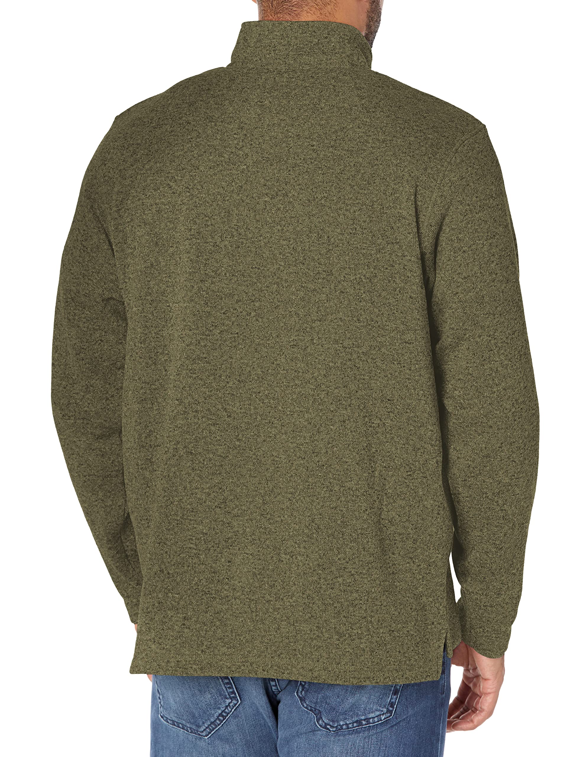 Wrangler Authentics Men's Long Sleeve Fleece Quarter-Zip, Olive Night, Medium