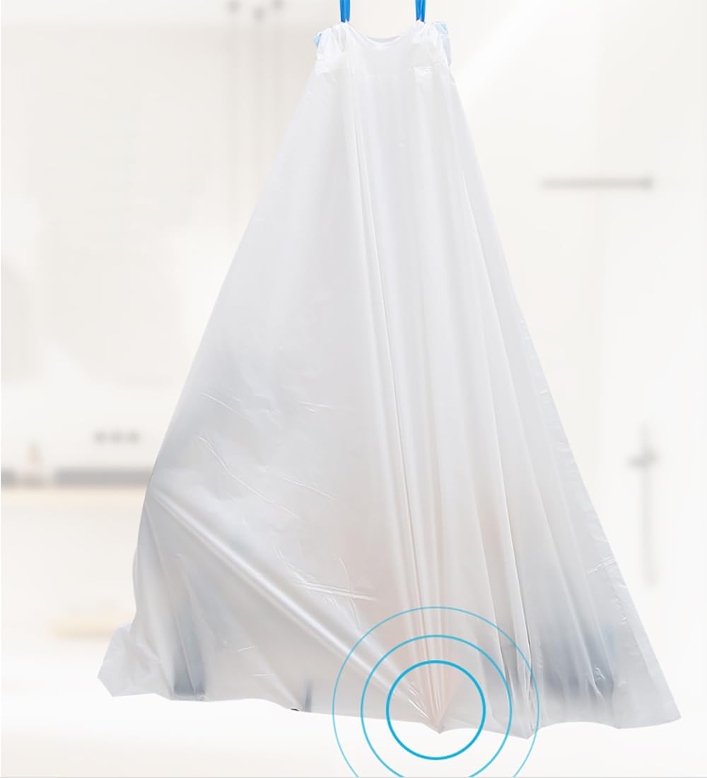 75 Count Drawstring Trash Bags, jixik 4 Gallon Thickened Garbage Bags 17.7" x 19.7" Unscented White Trash Bags for Kitchen, Bathroom, Office Waste Bin Liners