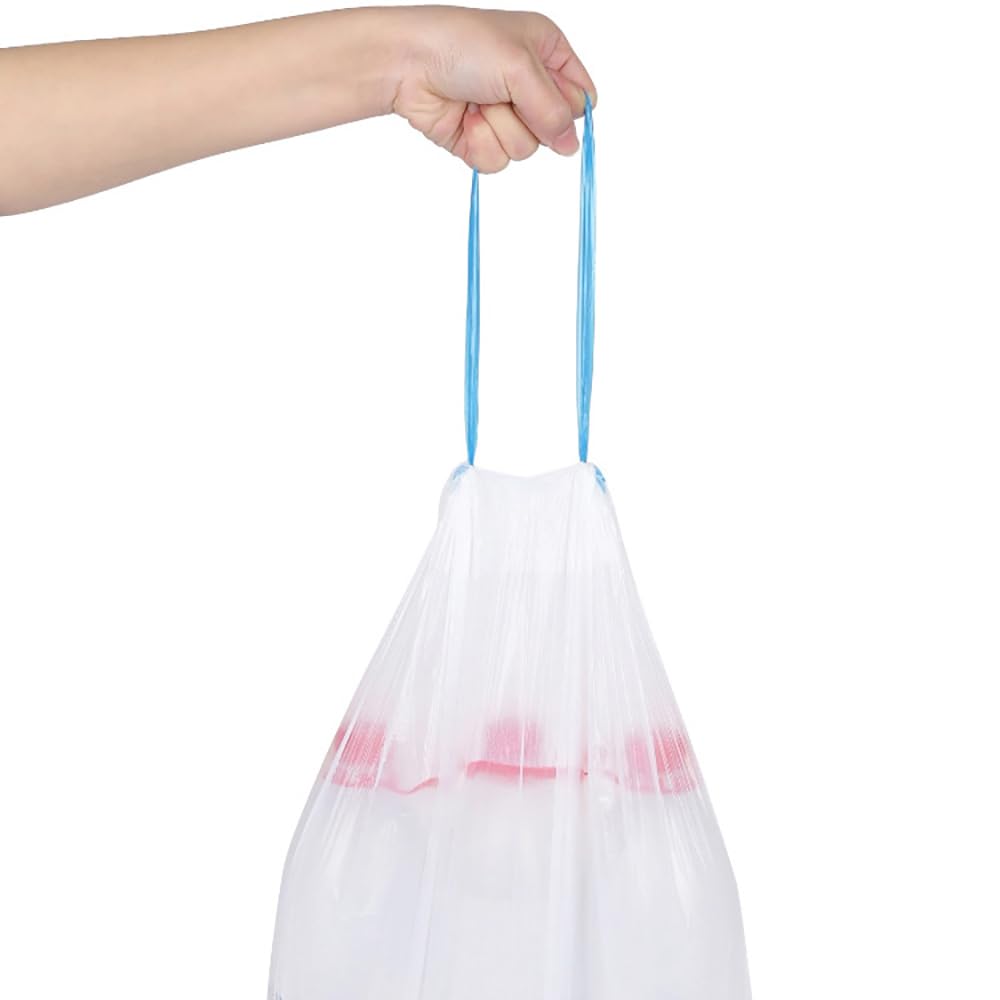 75 Count Drawstring Trash Bags, jixik 4 Gallon Thickened Garbage Bags 17.7" x 19.7" Unscented White Trash Bags for Kitchen, Bathroom, Office Waste Bin Liners