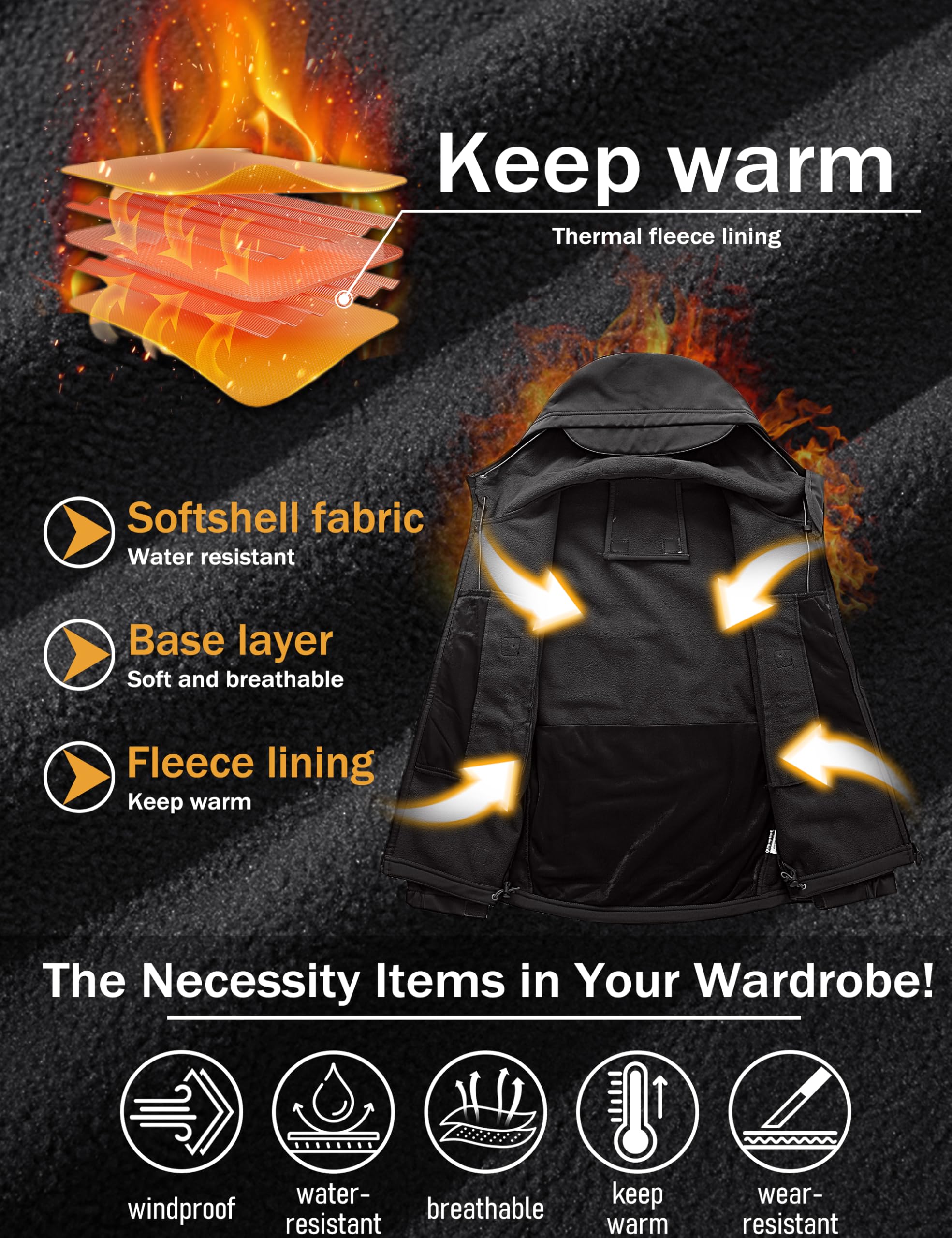 MAGCOMSEN Winter Tactical Ski Snowboard Sofeshell Waterproof Hunting Coats For Men