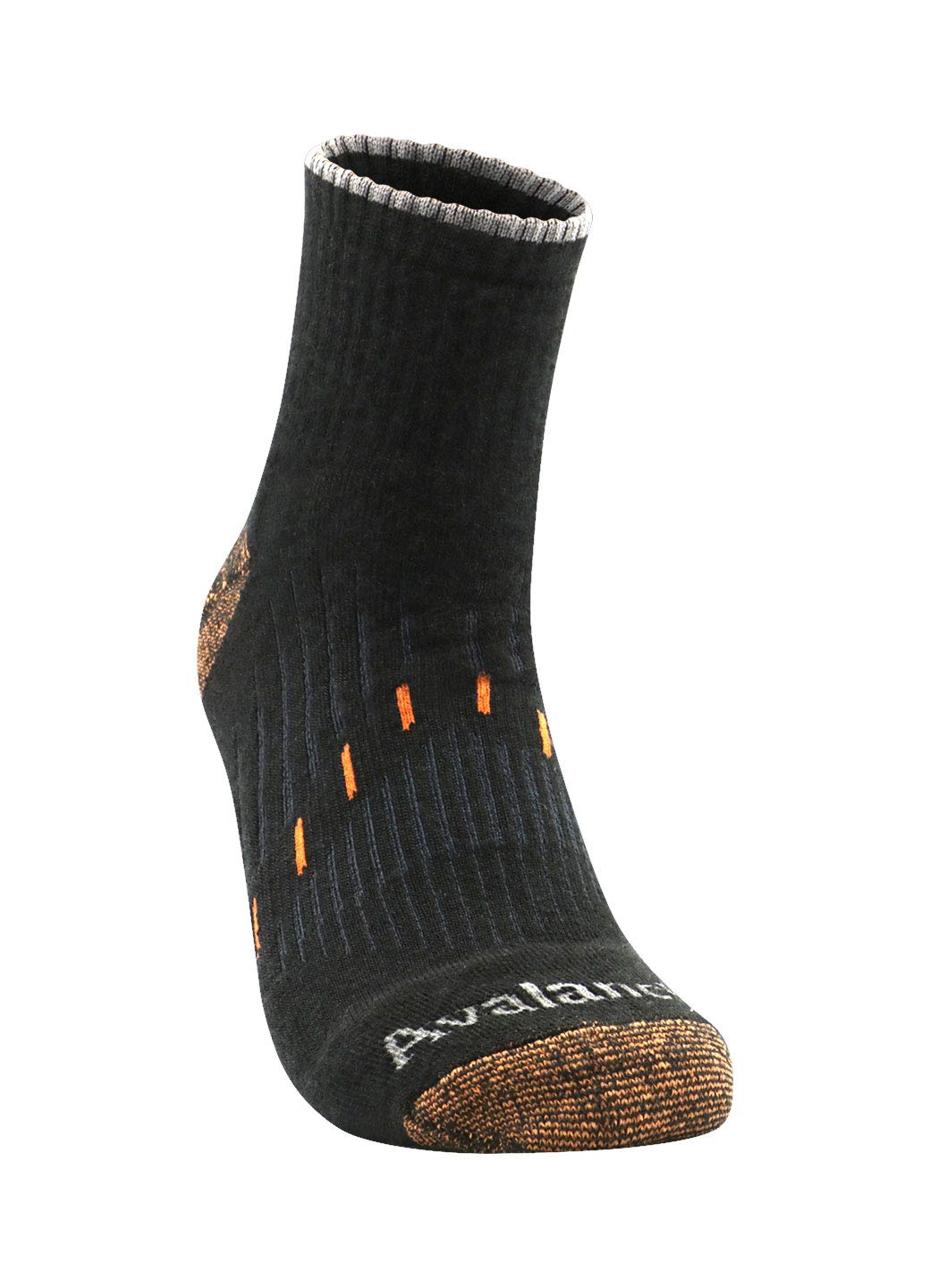 Avalanche Men's Odor Resistant Copper Wool Blend Quarter Socks With Arch Support 2Pack Black 10-13