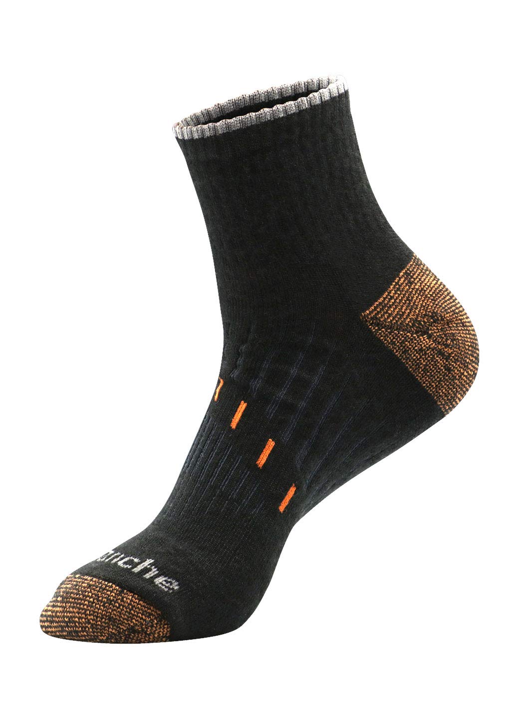Avalanche Men's Odor Resistant Copper Wool Blend Quarter Socks With Arch Support 2Pack Black 10-13