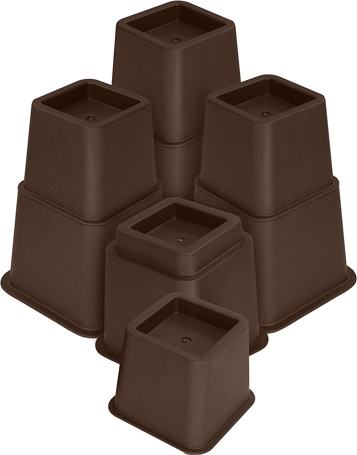 Utopia Bedding Adjustable Bed Furniture Risers - Elevation in Heights 3, 5 or 8 Inch Heavy Duty Risers for Beds and Under Bed Storage - Supports up to 1,300 lbs - (Set of 4 Riser, Brown)