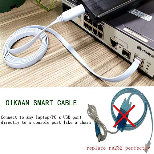 OIKWAN Console Cable,USB Console Cable, USB to RJ45 Console Cable with FTDI chip Compatible with Cisco, Huawei,HP,Arista,Opengear,Aruba,Juniper Routers/Switches for Laptops in Windows, Mac, Linux