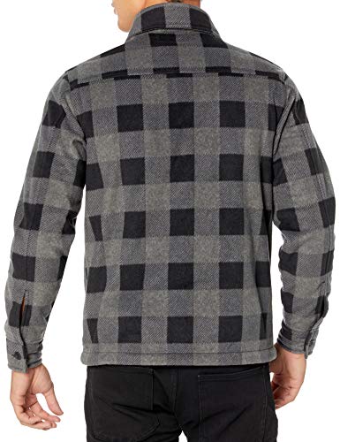 Amazon Essentials Men's Long-Sleeve Polar Fleece Shirt Jacket, Black Charcoal Buffalo Plaid, XX-Large