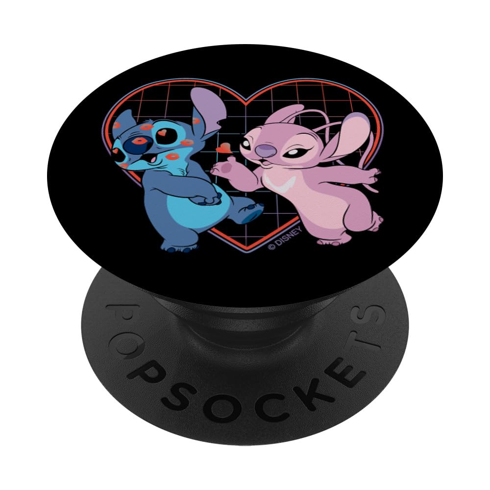 Disney Lilo and Stitch Angel Heart Kisses PopSockets PopGrip: Swappable Grip for Phones & Tablets