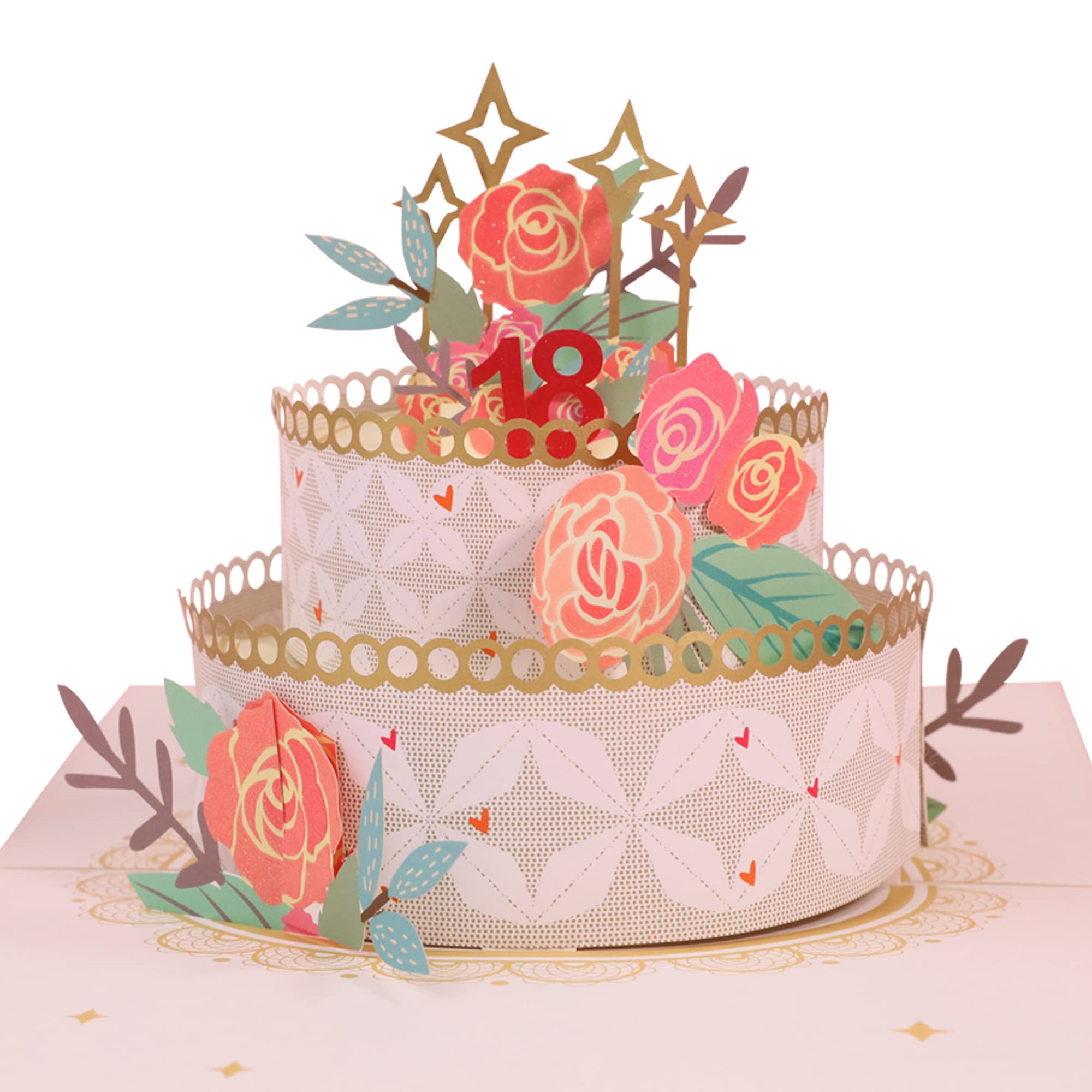 SZCXTOP Paper Birthday Cake 3D Pop Up Greeting Cards,Rose Flowers Cards Postcards for Kids Adults Girls Womens Wife Daughter Sister Boys Men Friends，DIY Numbers of Age