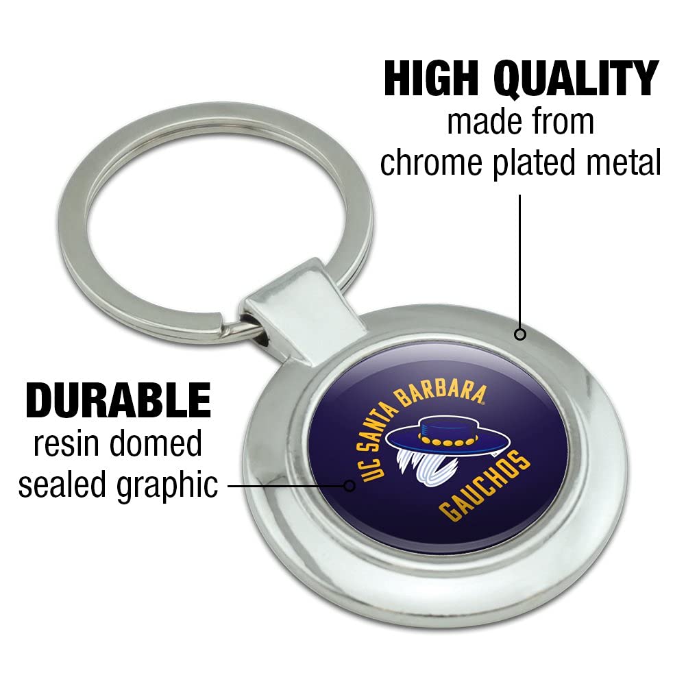 GRAPHICS & MORE UC Santa Barbara Gauchos Keychain Classy Round Chrome Plated Metal