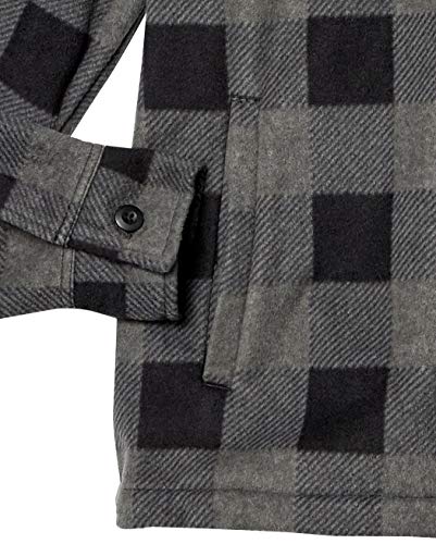 Amazon Essentials Men's Long-Sleeve Polar Fleece Shirt Jacket, Black Charcoal Buffalo Plaid, XX-Large