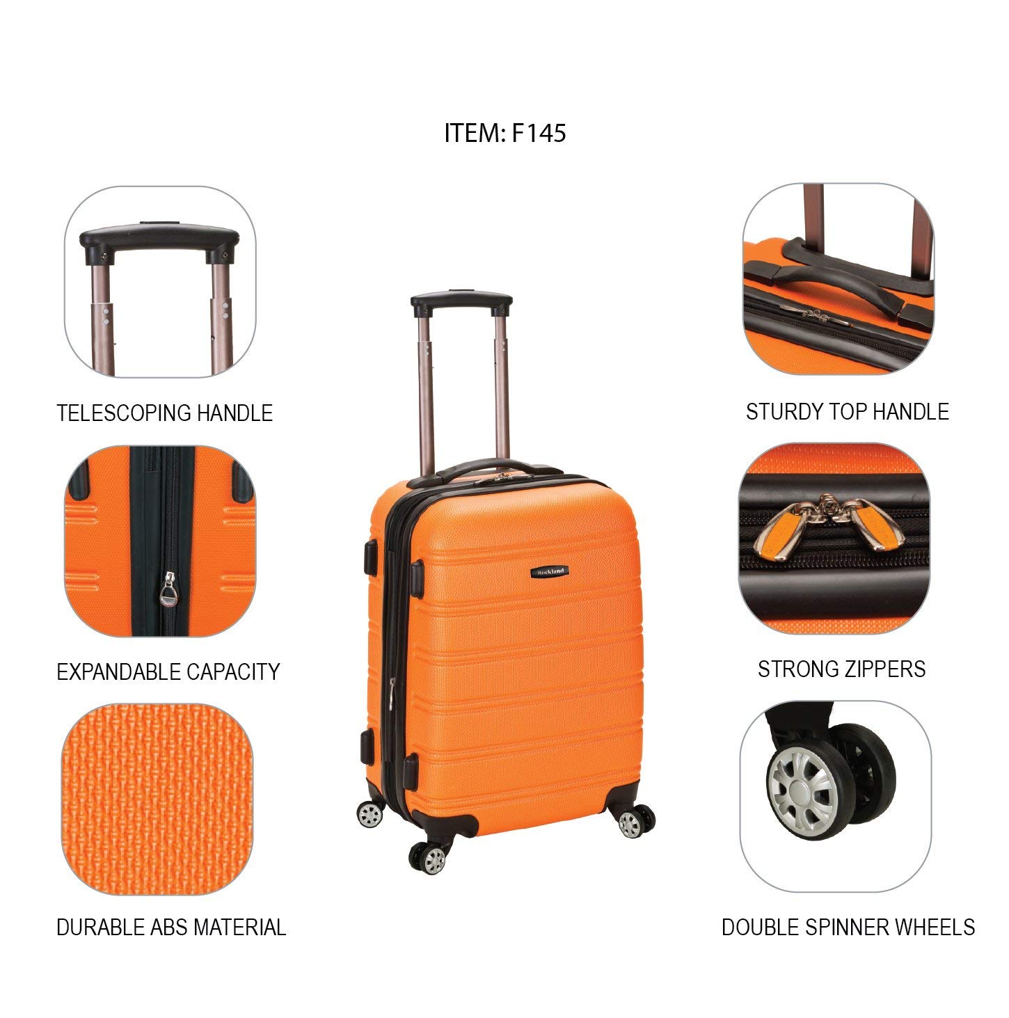 Rockland Melbourne Hardside Expandable Spinner Wheel Luggage, Purple, Carry-On 20 inches
