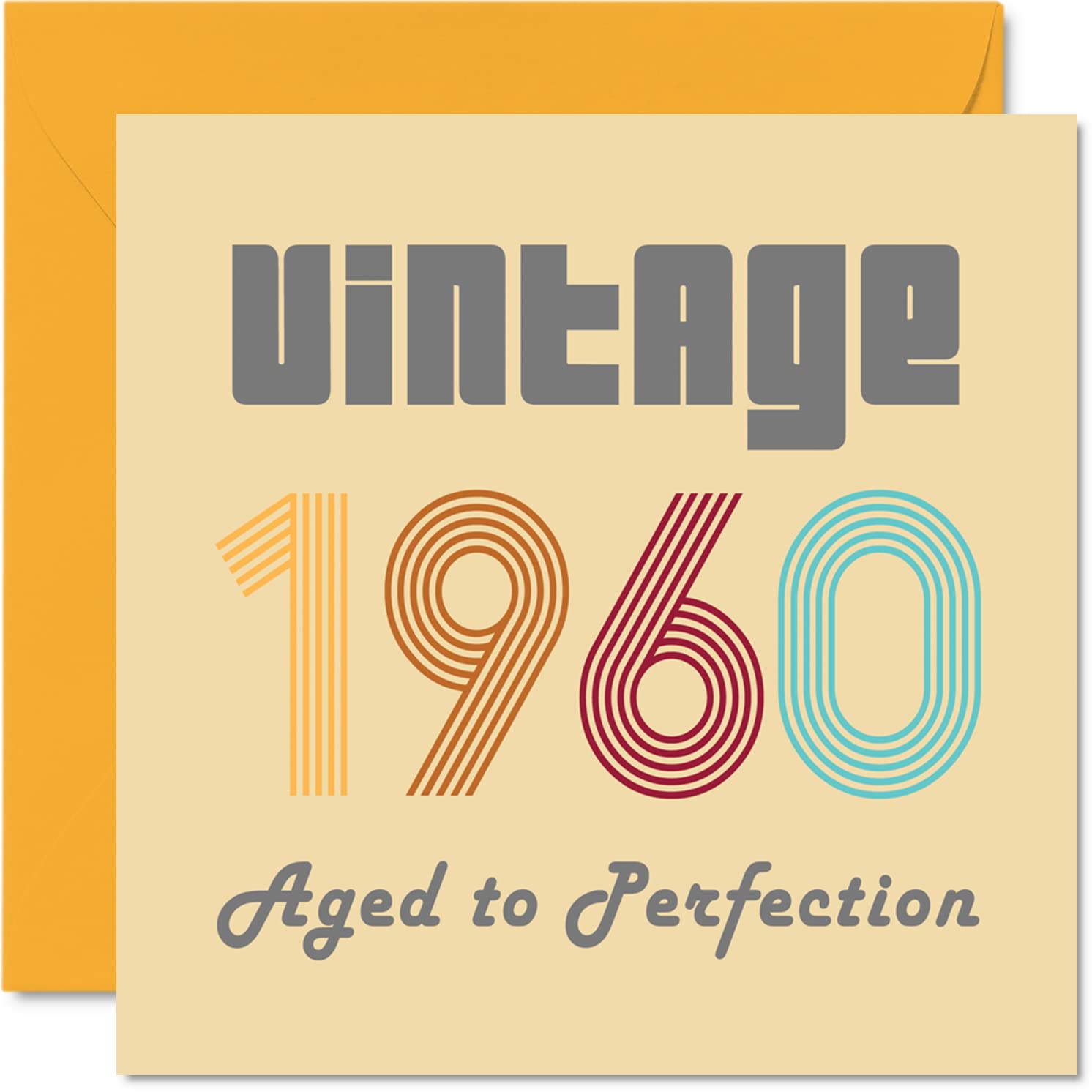 65th Birthday Cards for Men Women - Vintage 1960 Aged To Perfection - 65 Birthday Card Funny for Her Him, 5.7 Inch Best Friend Birthday Greeting Cards for Mom Dad Papa Uncle Grandpa Grandma Aunt