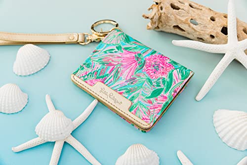Lilly Pulitzer Snap ID Card Case, Cute Keychain Wallet, Slim Credit Card Holder with Wristlet Strap, Coming in Hot
