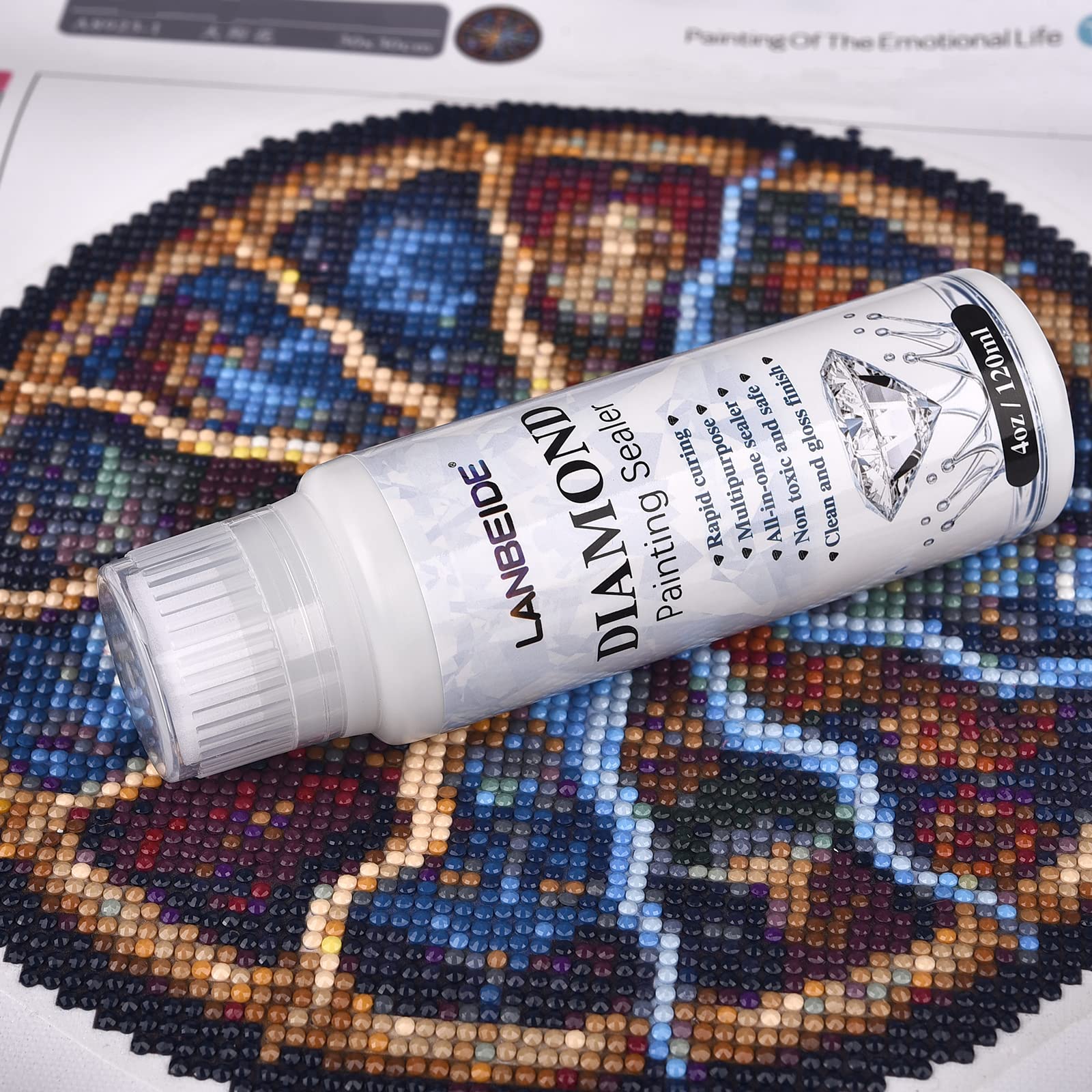 LANBEIDE Diamond Painting Sealer 120ML, 5D Diamond Painting Glue Permanent Hold & Shine Effect Sealer for Diamond Painting and Puzzle Glue (4 OZ)