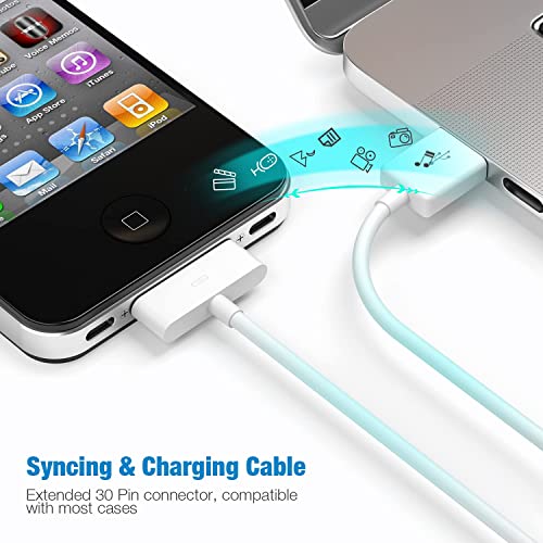 sarmert Apple Certified 30 Pin USB Charging Cable, UPoweradd 4.0ft USB Sync Charging Cord iPhone Compatible for 4 4s 3G 3GS iPad 1 2 3 iPod Touch Nano White (1 PCS)
