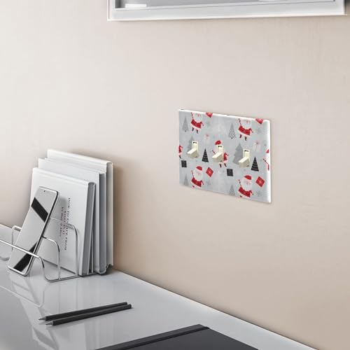 FJDENG Christmas Santa Claus Light Switch Cover,PC Decorative Double Toggle Switch Plate Covers Standard Size 1 Gang,4.56 x4.48 Inch