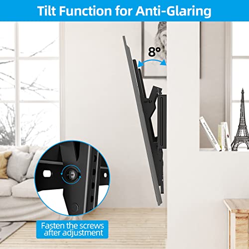HOME VISION Tilt TV Wall Mount for Most 32-75 Inch TVs Universal Low Profile Fixed TV Bracket Max VESA 600x400mm Holds up to 165lb Wall Stand Fit 16β-18β-24β Studs Quick Release Lock TV Mount