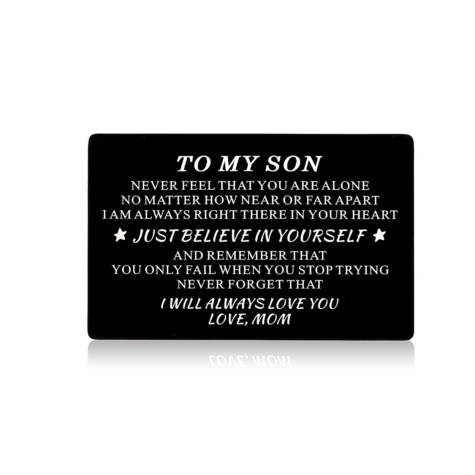 CYKARA Inspirational Christmas Gift for Son Wallet Insert Card, Black, 1 Piece, 12th, 16th, 18th, 21st, 30th Birthday, Christmas, Graduation, Valentine's Day