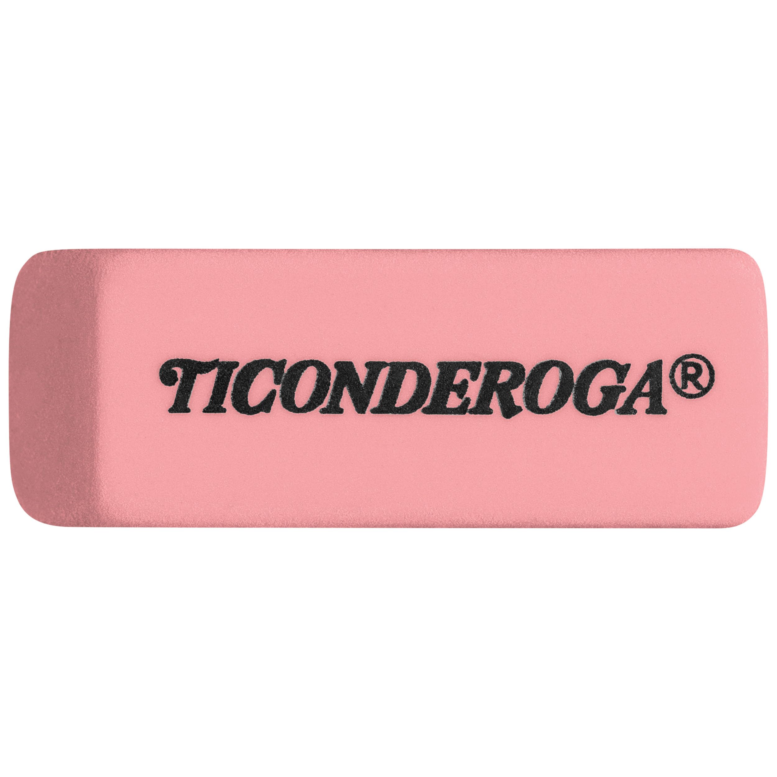 TICONDEROGA Pink Carnation Erasers, Wedge, Medium, Pink, 3 Count (Pack of 1) (X38943)