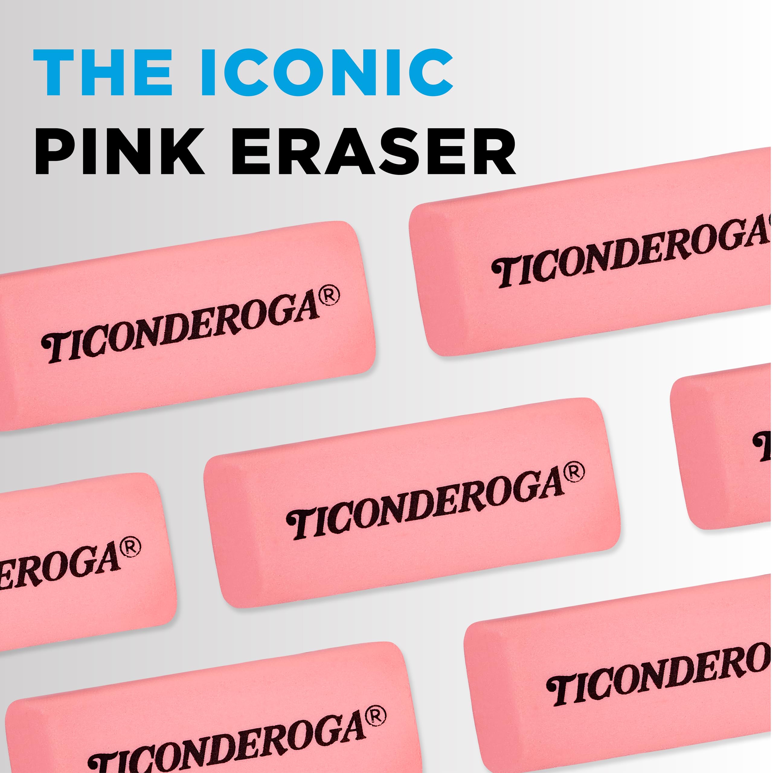 TICONDEROGA Pink Carnation Erasers, Wedge, Medium, Pink, 3 Count (Pack of 1) (X38943)