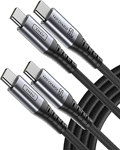 INIU USB C to USB C Cable, 60W [2-Pack 6.6ft] PD 3.0 Fast Charging Type C to Type C Cable, Nylon Braided USB-C Cord Phone Charger for Samsung Galaxy S22 Note 20 iPad Pro MacBook Air Tablets LG Google