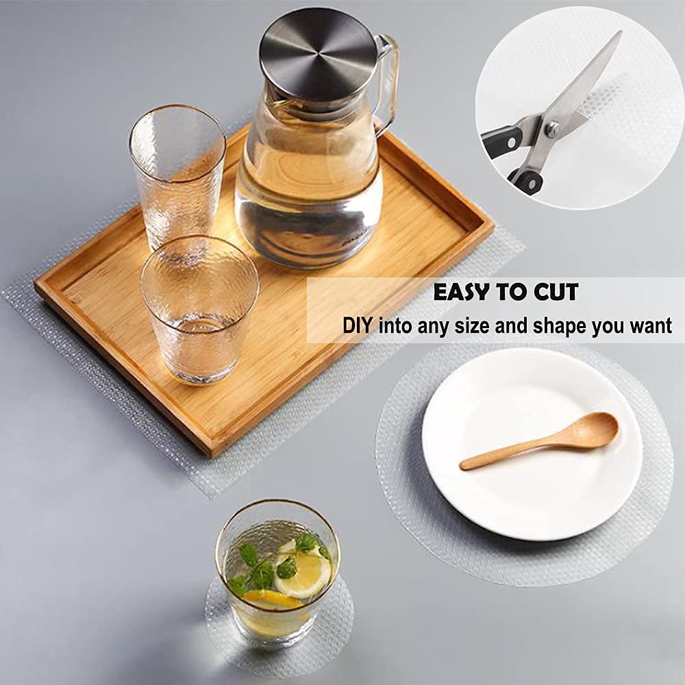 Bloss 6 PCS Shelf Mats Refrigerator Liners, Refrigerator Pads Can Be Cut Fridge Mats Drawer Table Placemats for Home/Kitchen – Clear, 11.4 x 17.7 Inch