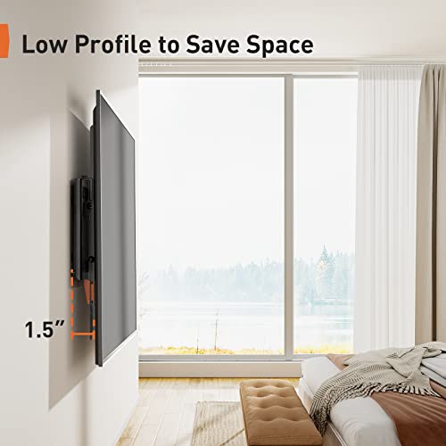 Perlegear Tilt TV Wall Mount for Most 37-75 inch TVs up to 132 lbs, Low Profile Tilting TV Mount Wall Bracket for Flat or Curved TVs, Fits 24”/18”/16” Studs, Max VESA 600x400mm, UL-Listed, PGLT2