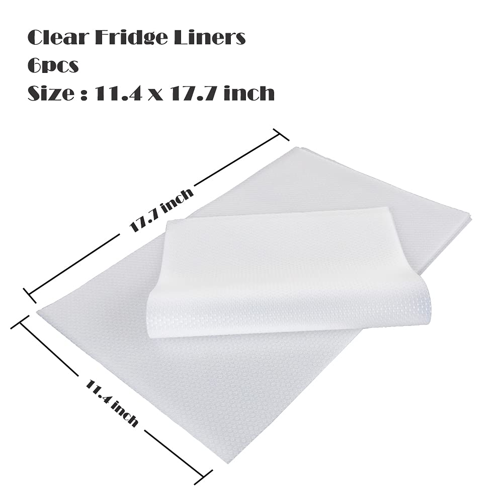 Bloss 6 PCS Shelf Mats Refrigerator Liners, Refrigerator Pads Can Be Cut Fridge Mats Drawer Table Placemats for Home/Kitchen – Clear, 11.4 x 17.7 Inch