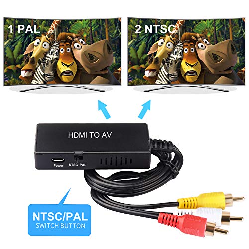TaiHuai HDMI to RCA, HDMI to Older TV Adapter Compatible for Fire Stick, Roku, Apple TV, Xiaomi Mi Box, Android TV Box, DVD, Blu-ray Player ect.(HDMI to AV Converter)