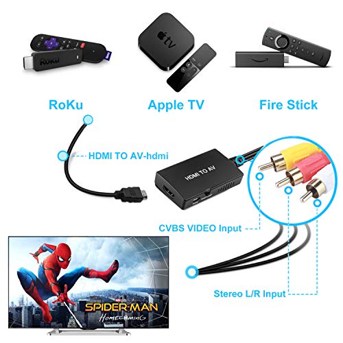 TaiHuai HDMI to RCA, HDMI to Older TV Adapter Compatible for Fire Stick, Roku, Apple TV, Xiaomi Mi Box, Android TV Box, DVD, Blu-ray Player ect.(HDMI to AV Converter)