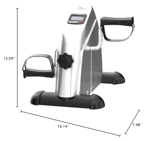 Mini Exercise Bike, Uten Under Desk Bike Pedal Exerciser, Peddler Exerciser, Portable Foot Cycle Arm & Leg Peddler Machine with LCD Screen Displays (Silver)