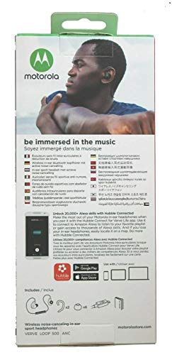 Motorola Verve Loop 500 ANC Sweat & Water Resistant Stereo Bluetooth 4.2 Earbuds "Siri & Google" Compatible (Retail Packing Kit) - Black