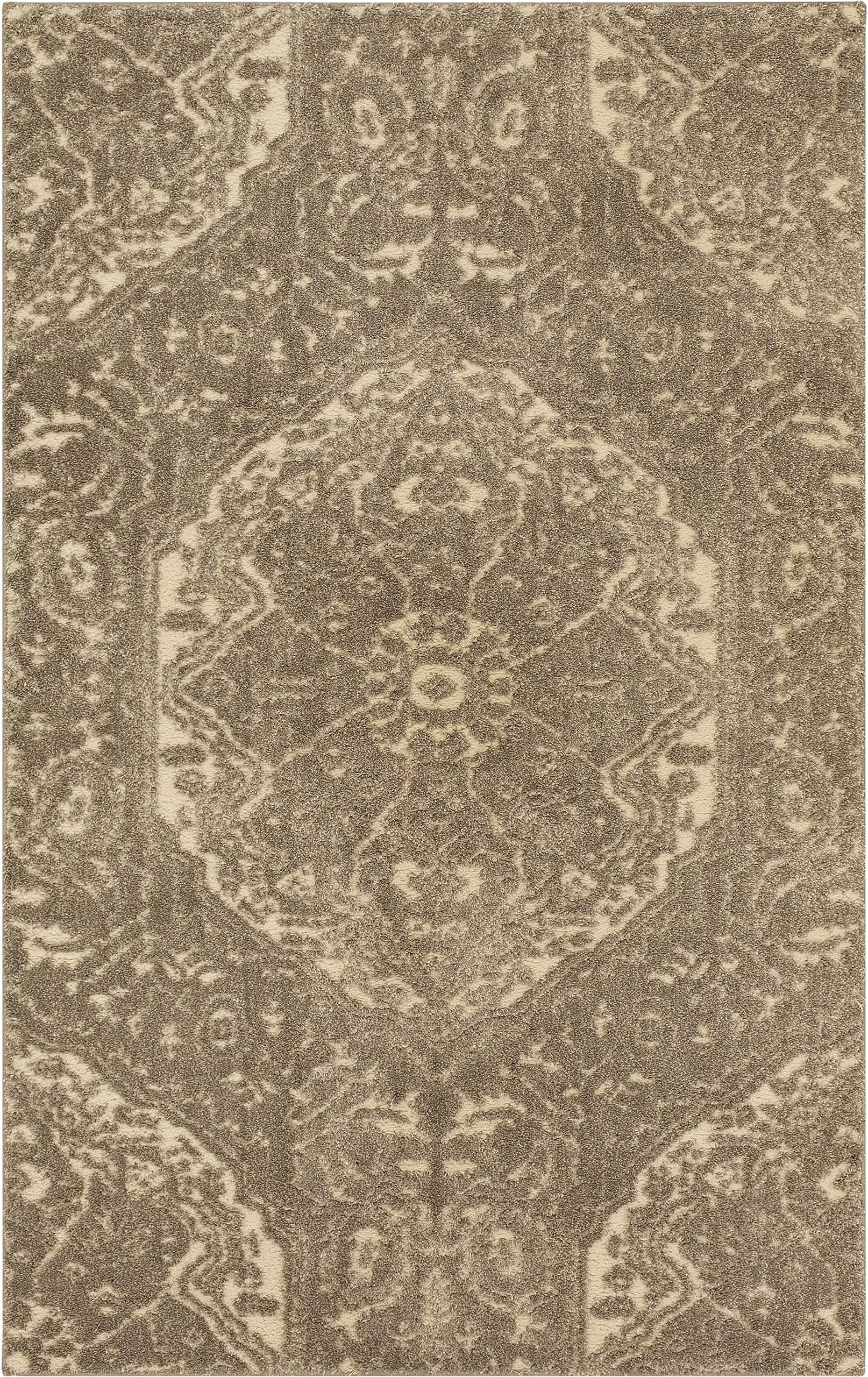 Mohawk Home Francesca Ornamental Medallion Sand 8' x 10' Shag Area Rug Perfect for Living Room, Dining Room, Office