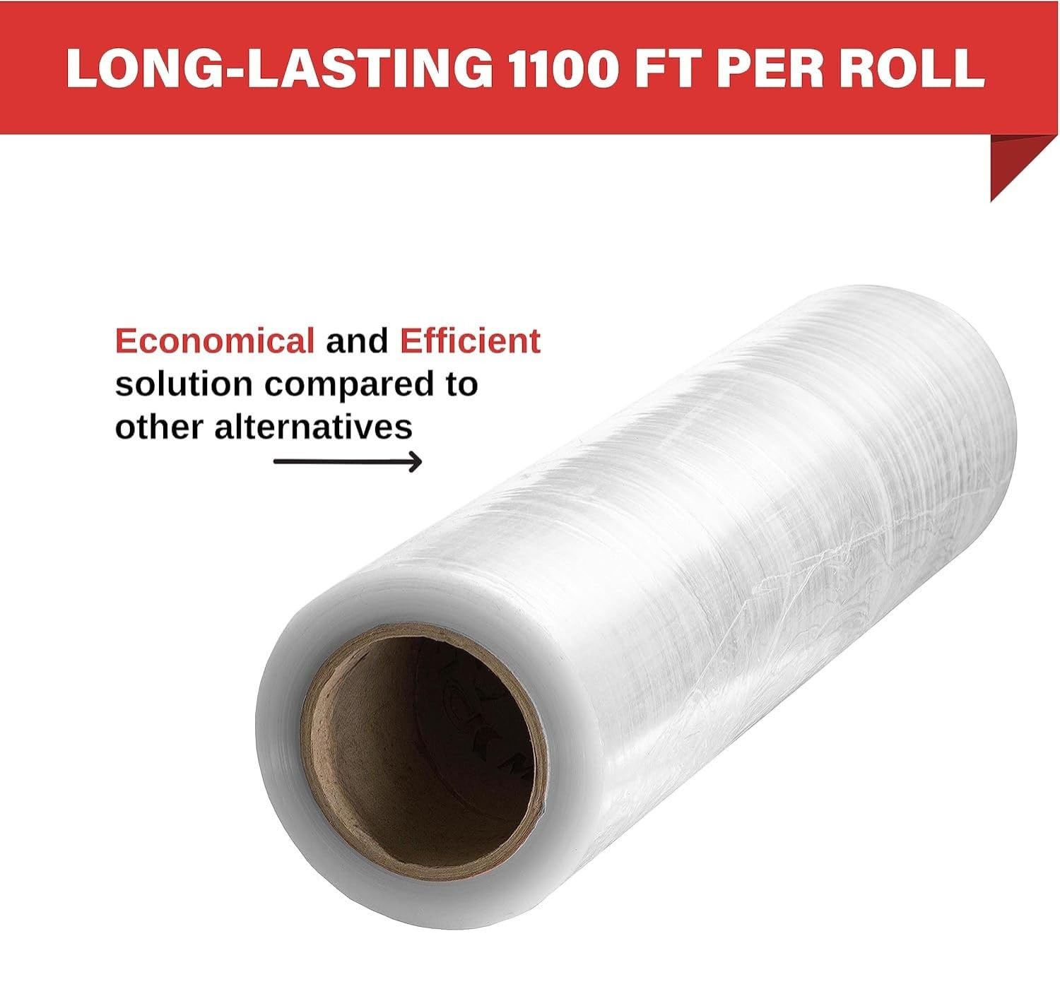 Stretch Wrap Industrial Strength Extra Thick 18" 1100 SqFt 80 Gauge (20 Micron) Clear Cling Plastic Pallet Supplies Durable Self-Adhering Packing Moving Packaging Heavy Duty Shrink Film Roll