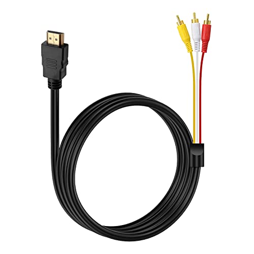 Marmoin HDMI to RCA Cable, 1080P 5ft HDMI Male to 3-RCA Video Audio AV Cable Connector Adapter One-Way Transmitter for TV HDTV DVD